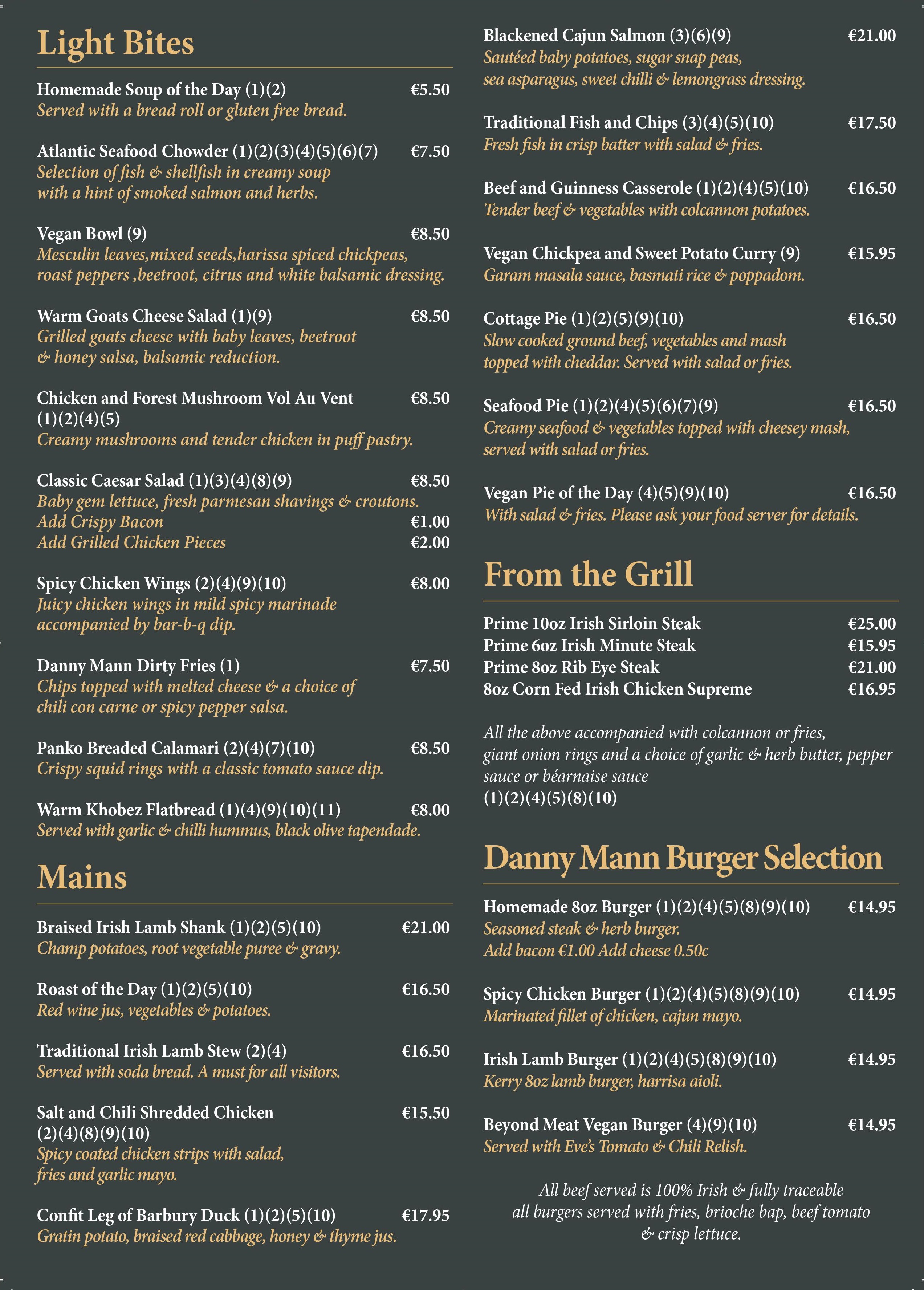 Killarney Pub Menu at Bob Wright blog